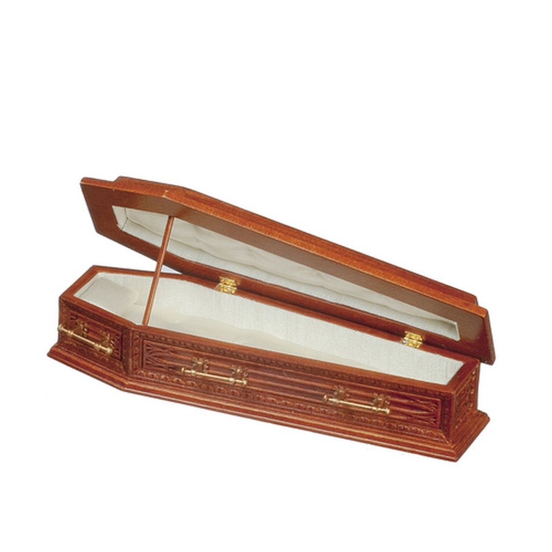 Dollhouse Miniature Walnut Coffin for Halloween by Platinum Miniatures ...