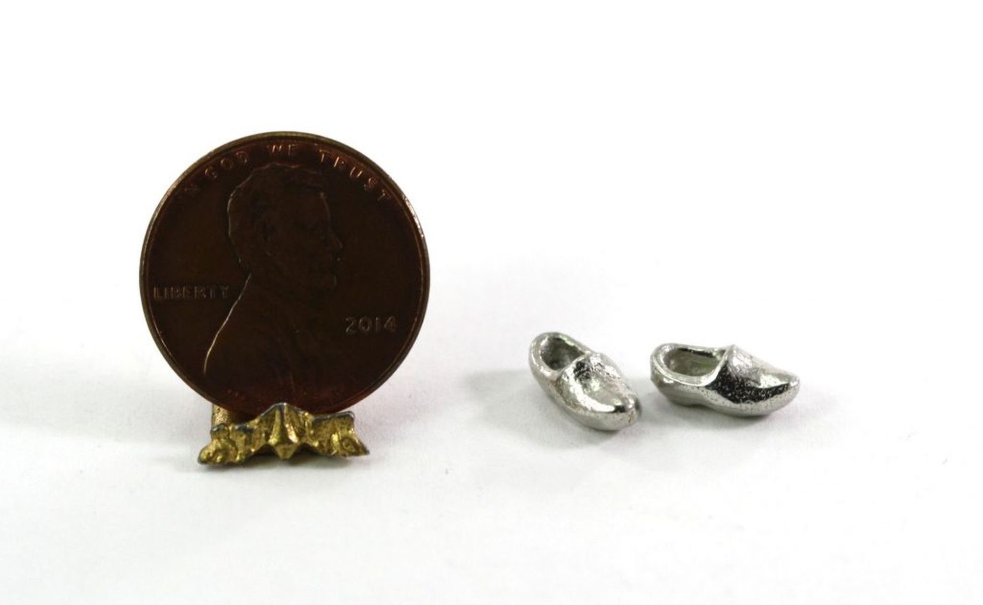 Dollhouse Miniature Pair of Clogs in Polished Pewter 1:24 Scale by ...