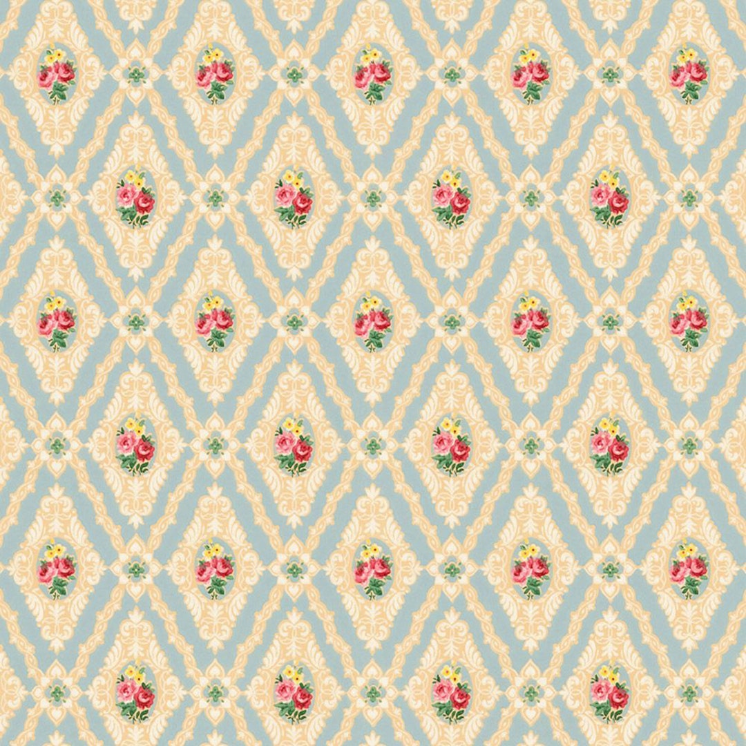 Dollhouse Wallpaper Blue Diamonds by Bradbury & Bradbury - Etsy