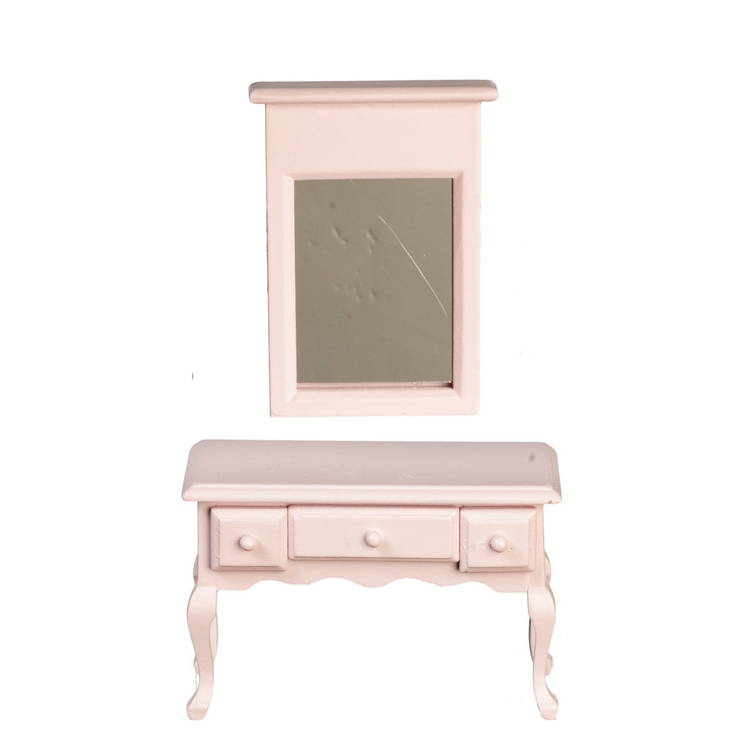 Dollhouse Miniature Pink Vanity With Mirror - Etsy