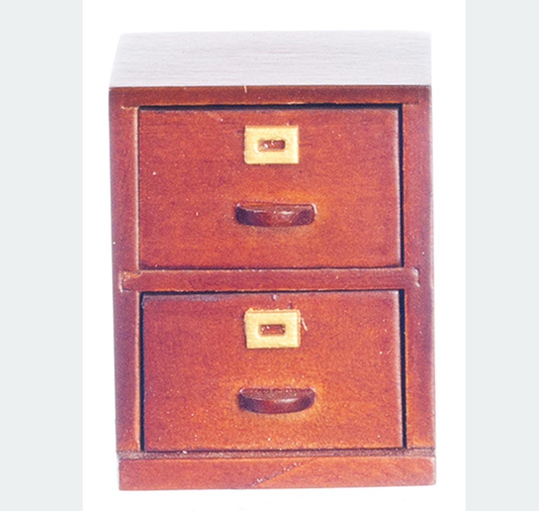Dollhouse Miniature Small Office Walnut Filing Cabinet - Etsy