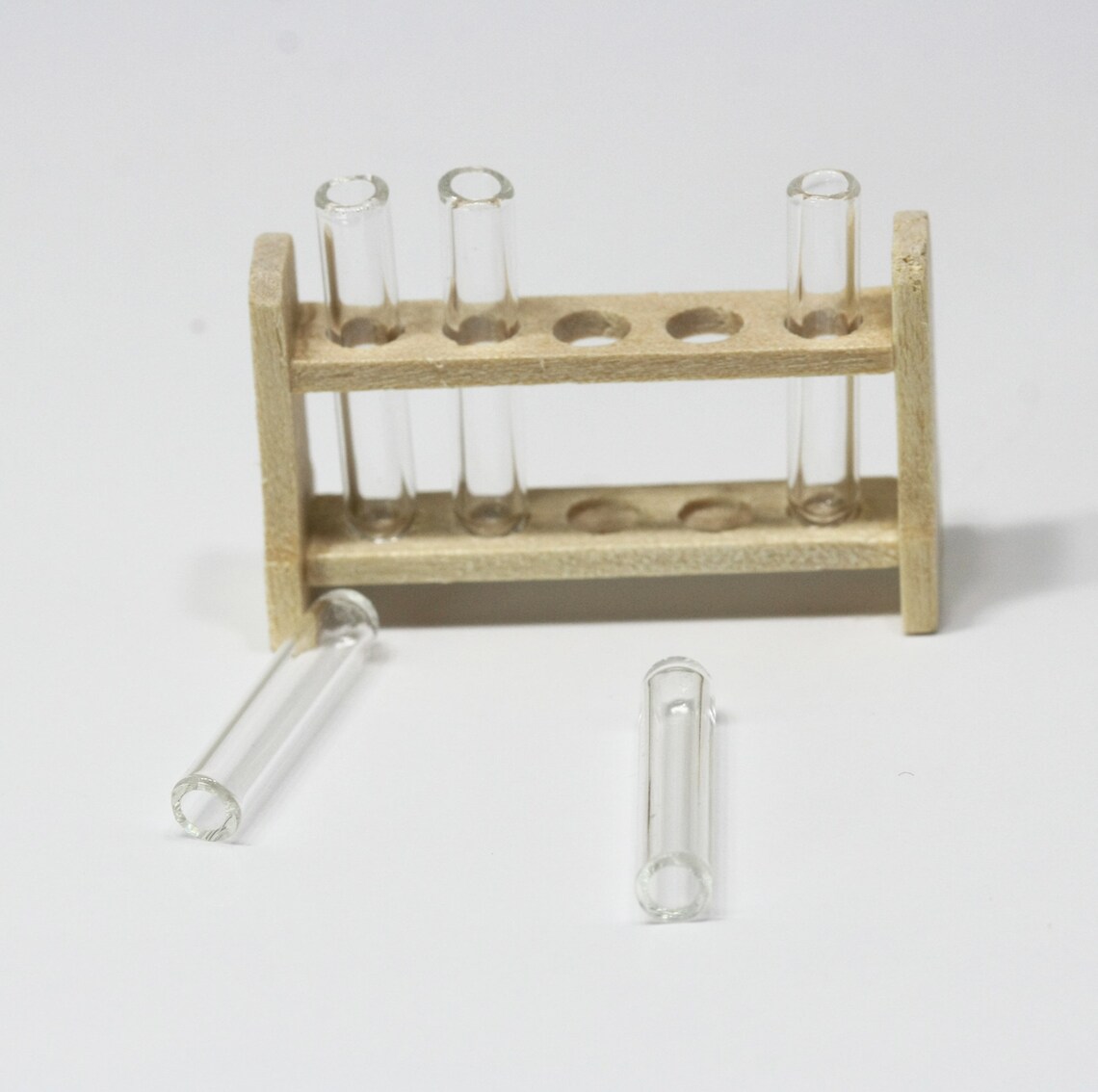 Dollhouse Miniature Laboratory Test Tubes in a Wood Rack for Halloween ...