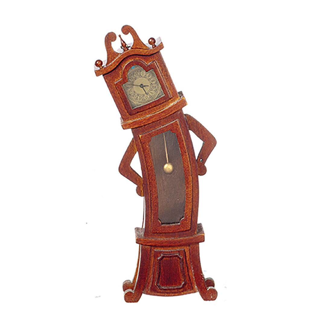 Dollhouse Miniature Wonky Working Clock in Walnut by Platinum ...