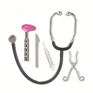 Dollhouse Miniature 5 Piece Stethoscope Doctors Set With Moveable ...