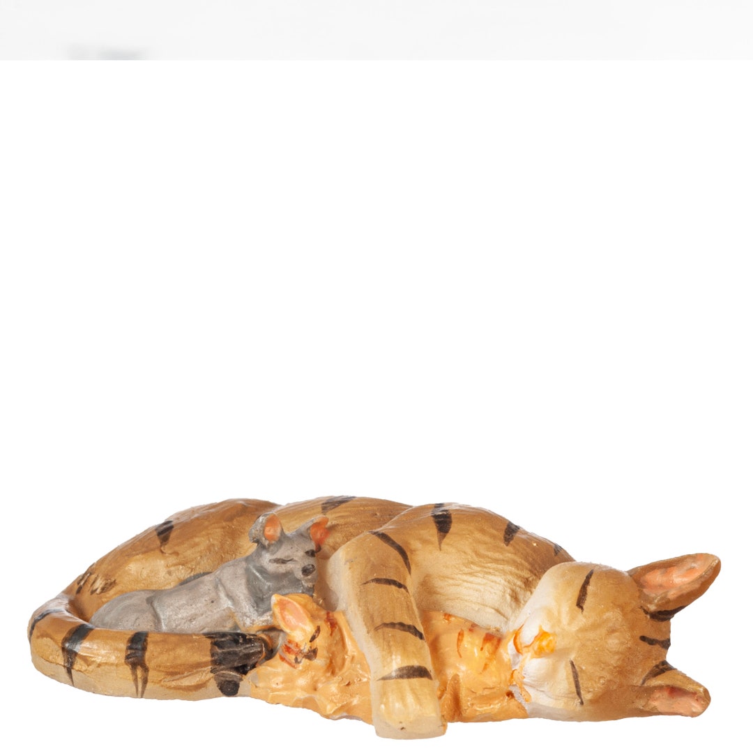 Dollhouse Miniature Artisan Tabby Cat With Kittens by Town Square ...