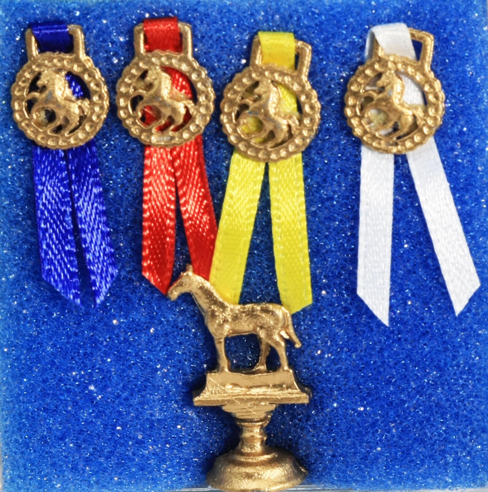 Dollhouse Miniature Equestrian Trophy Set With Ribbons by Island Crafts ...