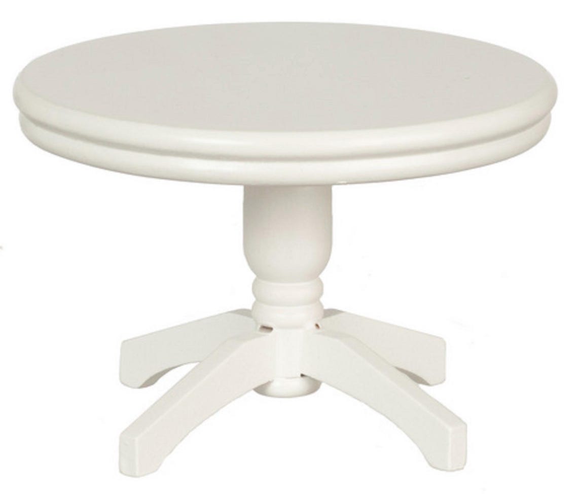 Dollhouse Miniature White Round Table by Town Square Miniatures - Etsy