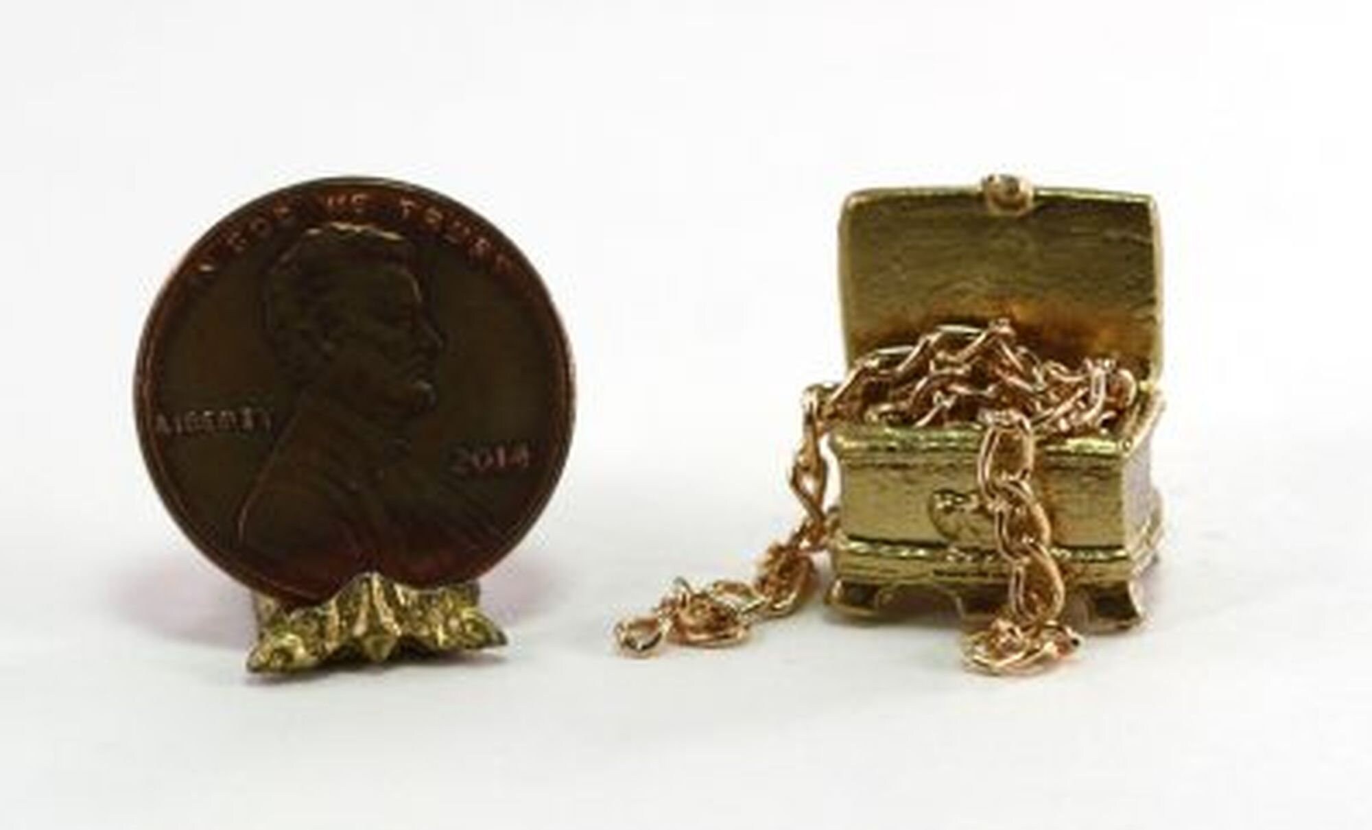 Dollhouse Miniature Gold Treasure Chest With Treasure - Etsy