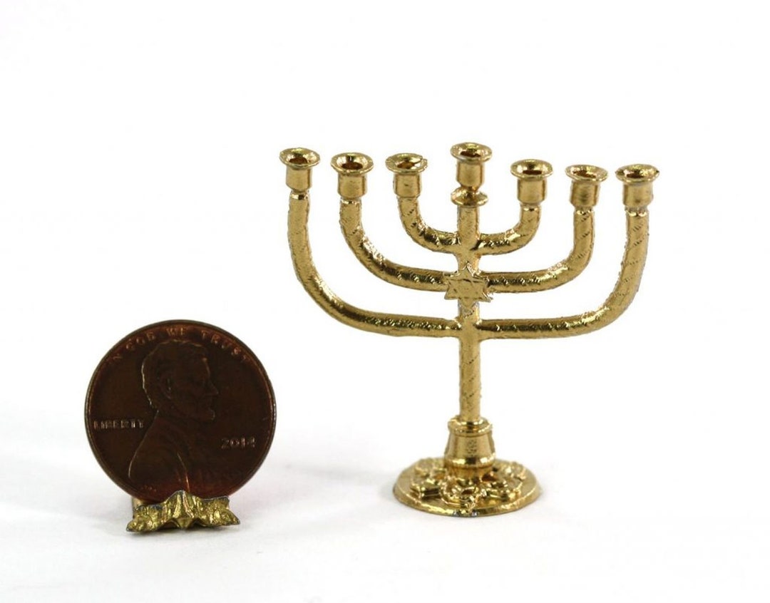Dollhouse Miniature Gold Finish Jewish Menorah - Etsy
