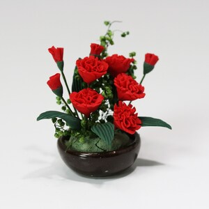 Dollhouse Miniature Set of 12 Red Daisy Stems by New Creations - Etsy