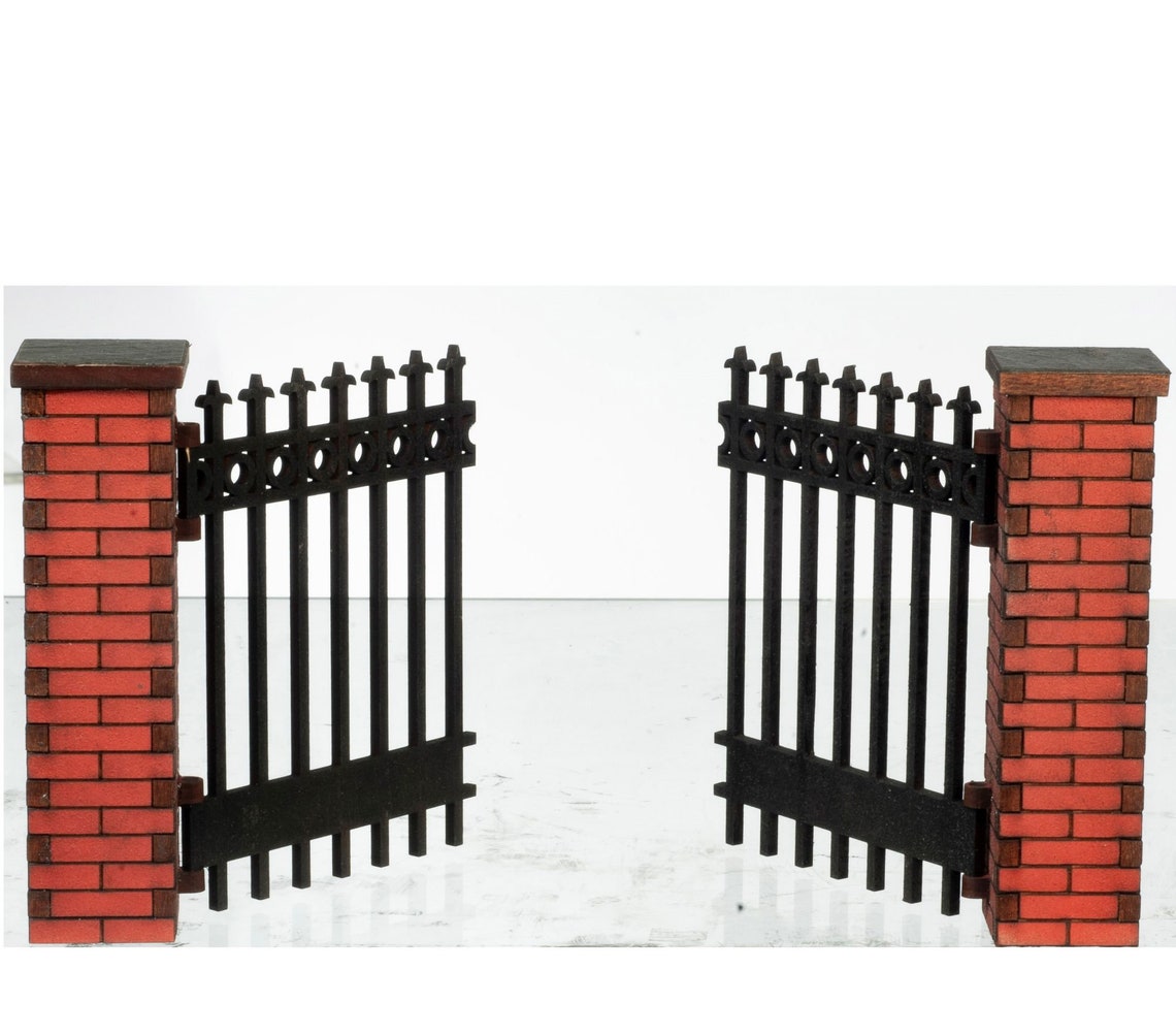 Dollhouse Miniature Double Gate With Brick Columns - Etsy