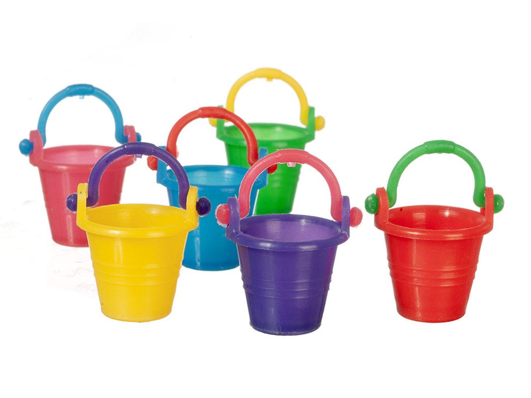 Set of 6 Miniature Multicolored Plastic Buckets or Pails - Etsy