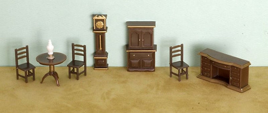 Dollhouse Miniature 1/4 Inch Scale Dining Room Set by Mini Dollhouse ...