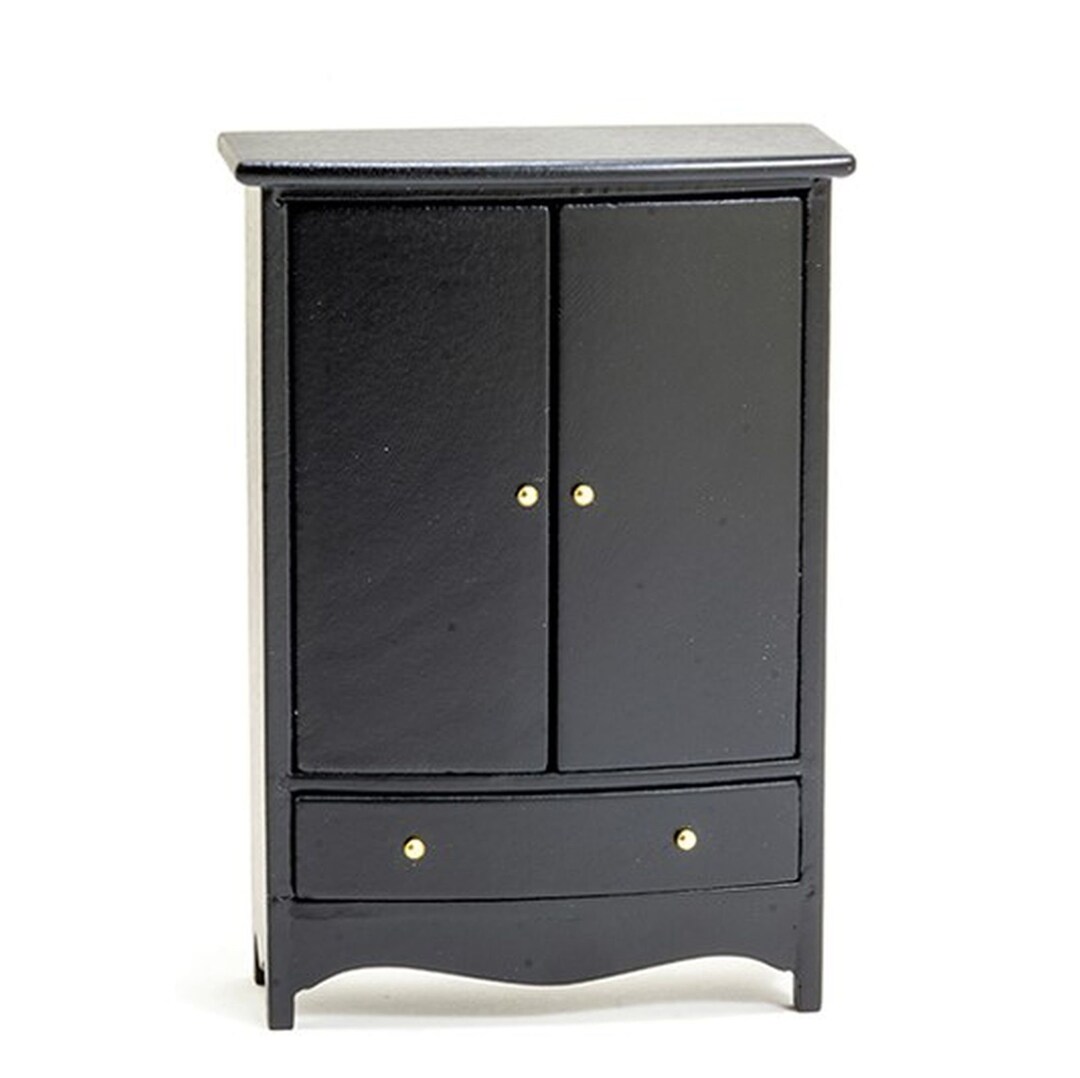 Dollhouse Miniature Black Armoire Wardrobe by Classics of Handley House ...