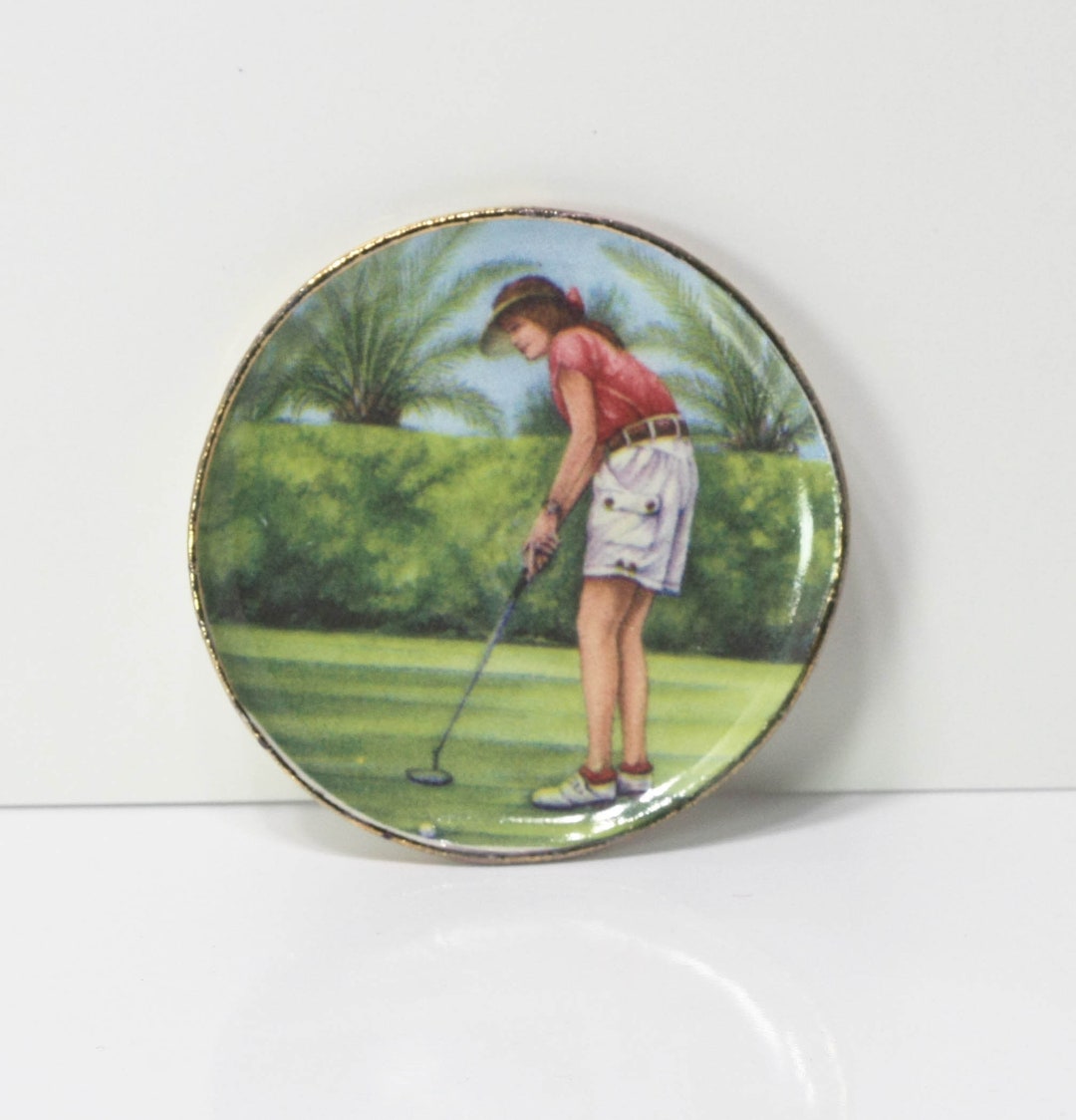 Dollhouse Miniature Lady Playing Golf Platter by Barb - Etsy