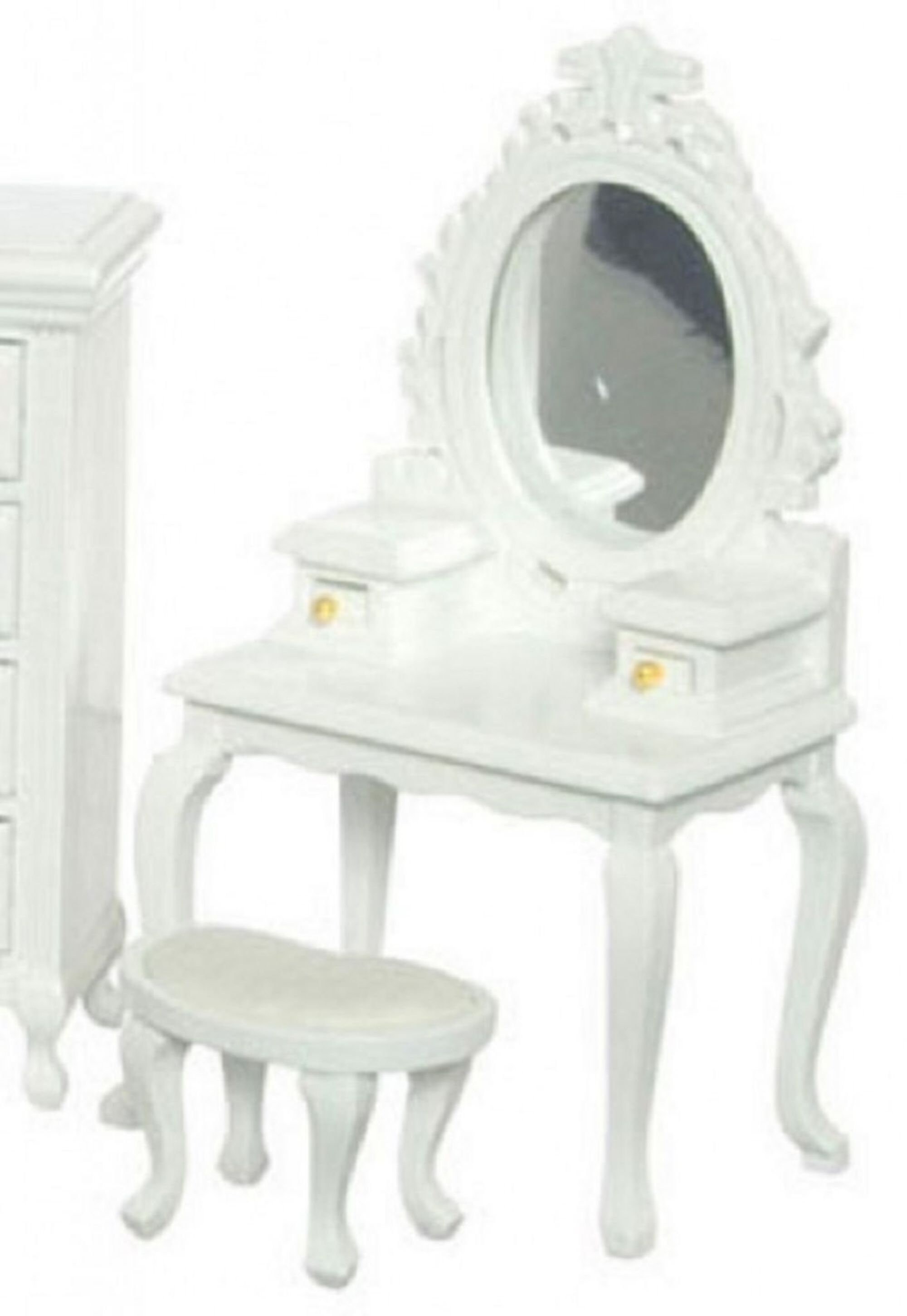Dollhouse Miniature White Vanity With Stool - Etsy