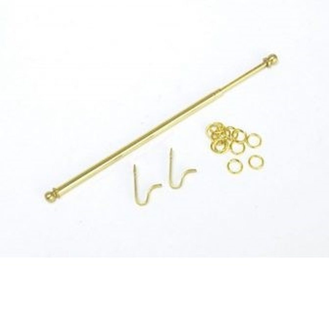Dollhouse Miniature Small Expandable Brass Curtain Rod Set by Town ...