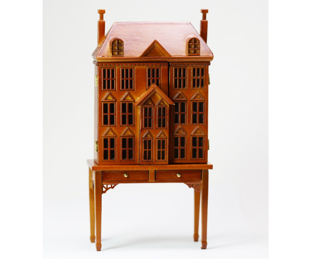 Dollhouse Miniature Artisan Formal Dollhouse in Walnut Stained Wood - Etsy