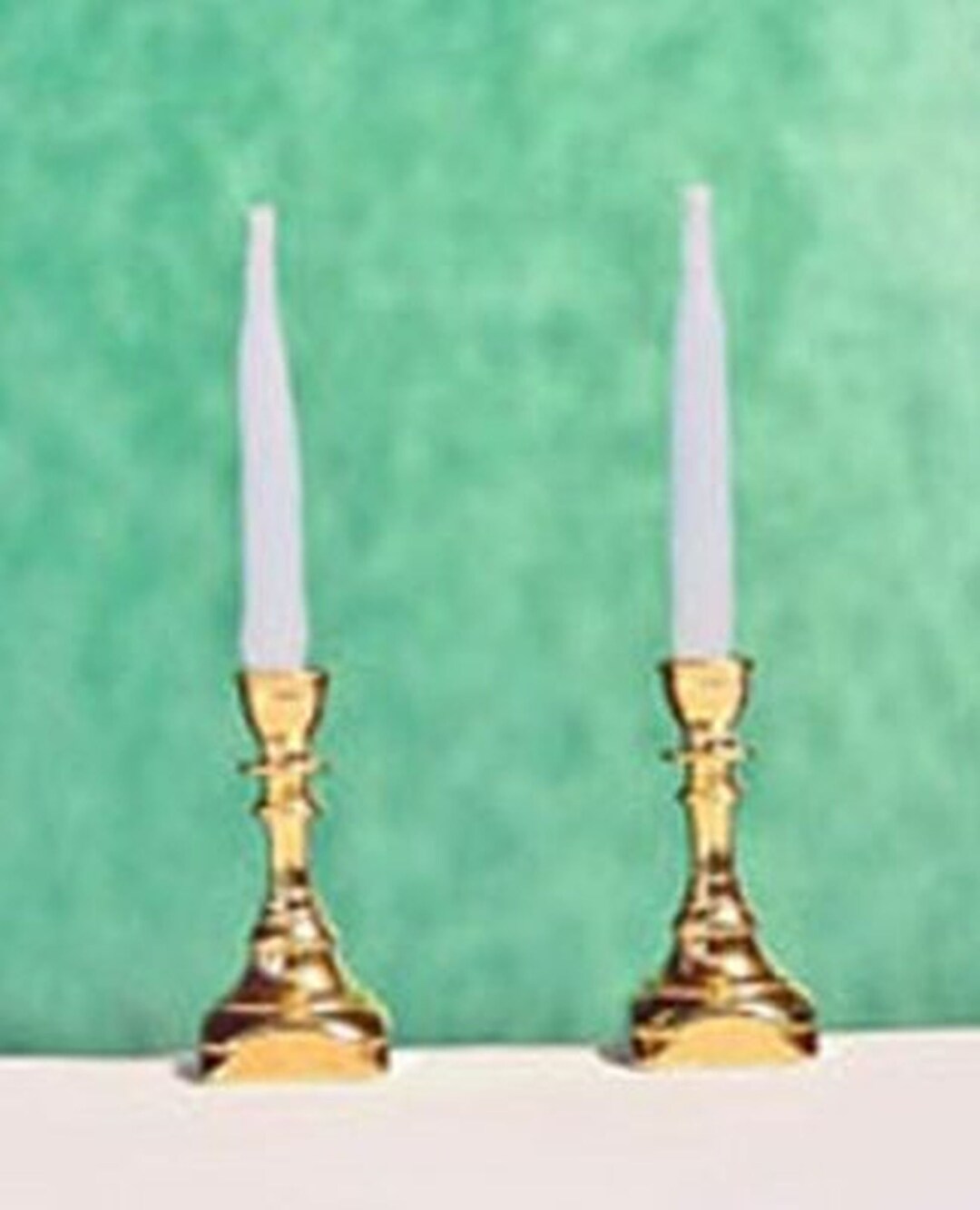 Dollhouse Miniature Artisan Clare Bell Brass Square Base Candlesticks ...