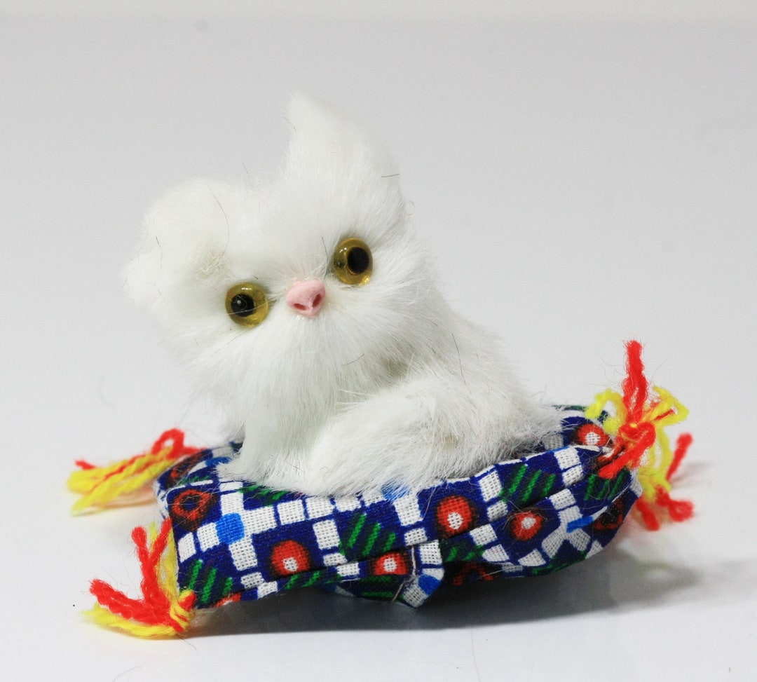 Miniature Furry Cat on a Cat Bed - Etsy
