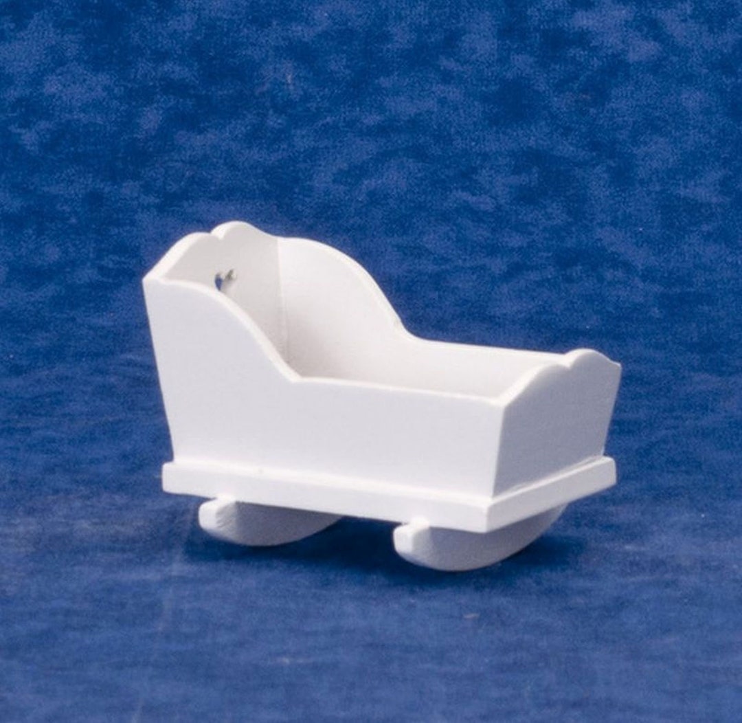 Dollhouse Miniature Cradle in White With Pillow by Classics of Handley ...