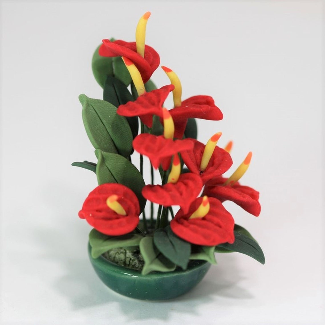 Dollhouse Miniature Artisan Red Anthurium Floral Centerpiece - Etsy