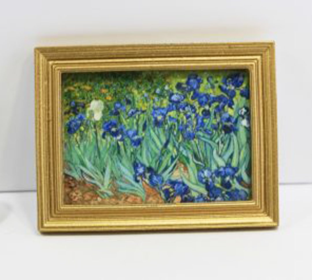 Dollhouse Miniature Blue Iris by Van Gogh in a Gold Frame - Etsy