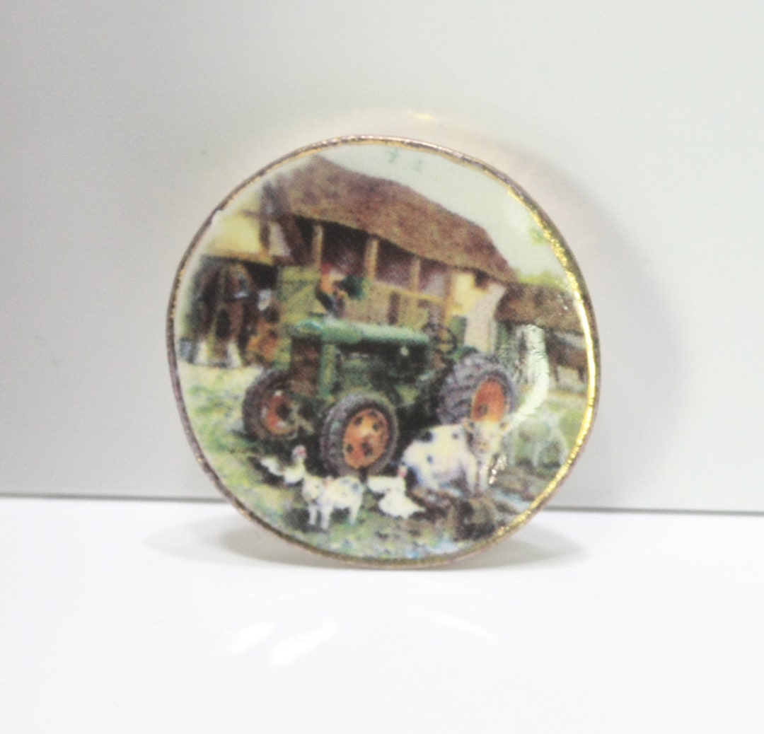 Dollhouse Miniature Artisan Hand Made Country Tractor Scene Plate by ...