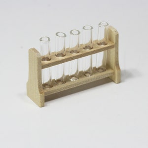Dollhouse Miniature Laboratory Test Tubes in a Wood Rack for Halloween ...