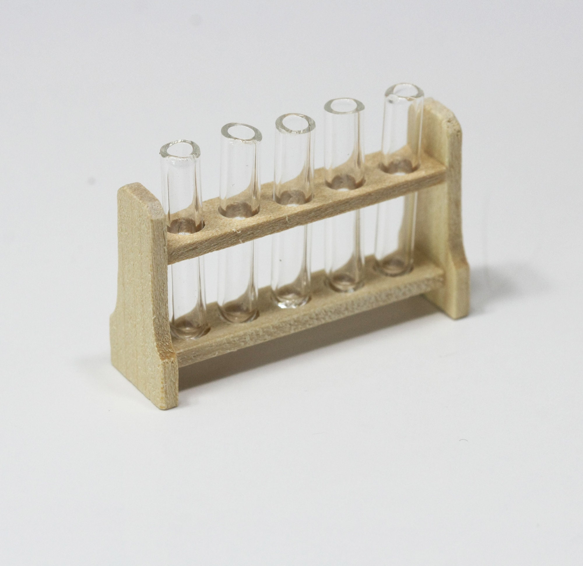 Dollhouse Miniature Laboratory Test Tubes in a Wood Rack for Halloween ...