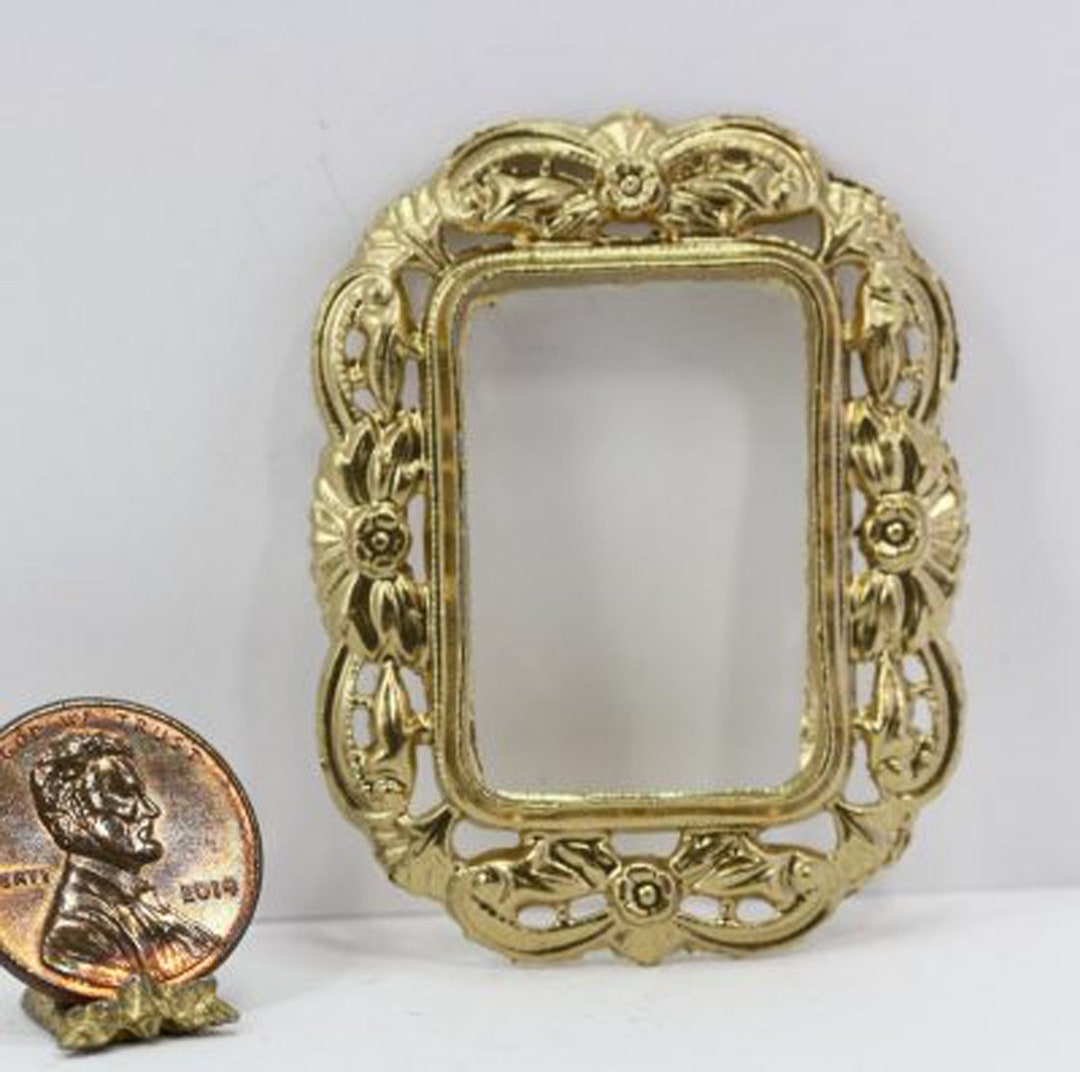 Dollhouse Miniature Victorian Rectangular Gold Frame in Metal - Etsy