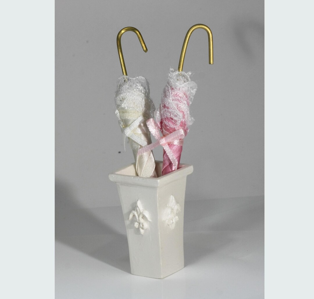 Dollhouse Miniature White Square Filled Umbrella Stand by Falcon ...