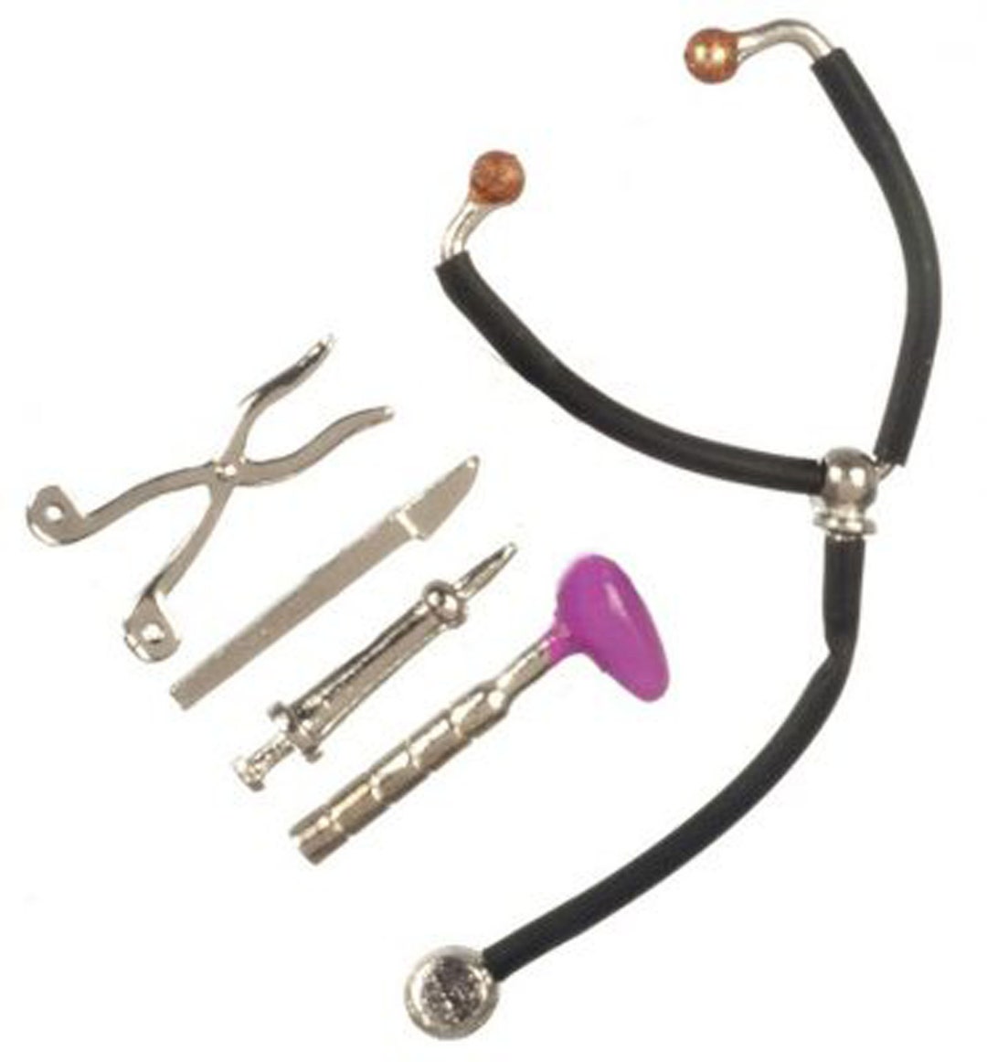 Dollhouse Miniature 5 Piece Stethoscope Doctors Set With Moveable ...