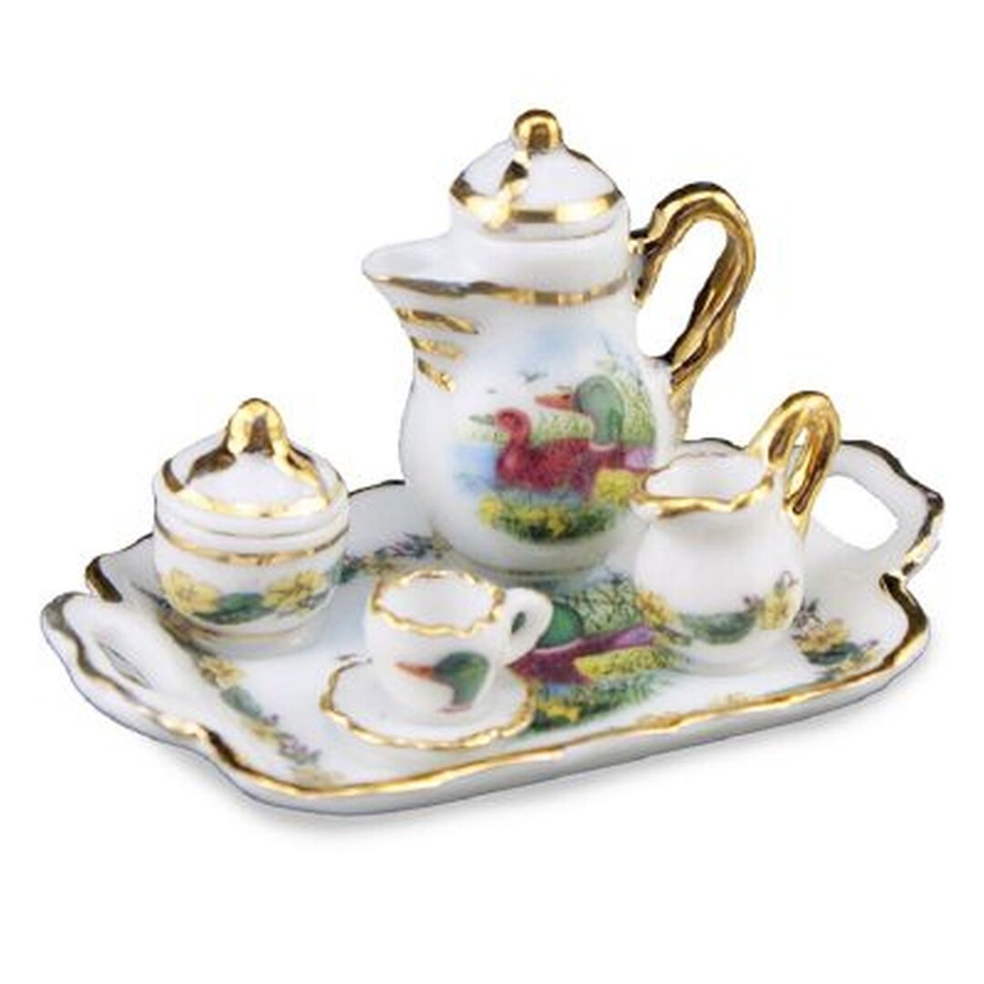 Dollhouse Miniature Wild Duck coffee or Tea Set W/tray by Reutter ...