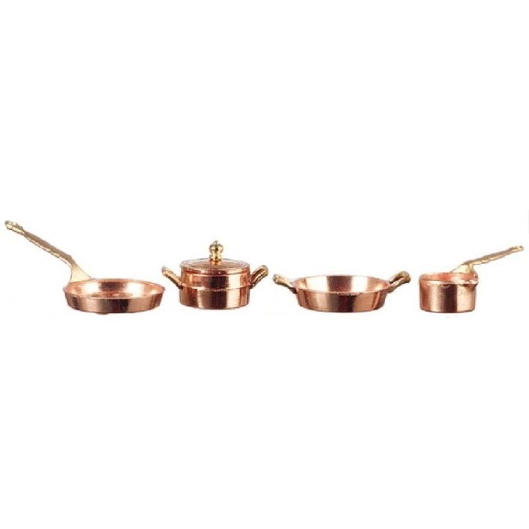Dollhouse Miniature Set of 4 Copper Pots With Lids - Etsy