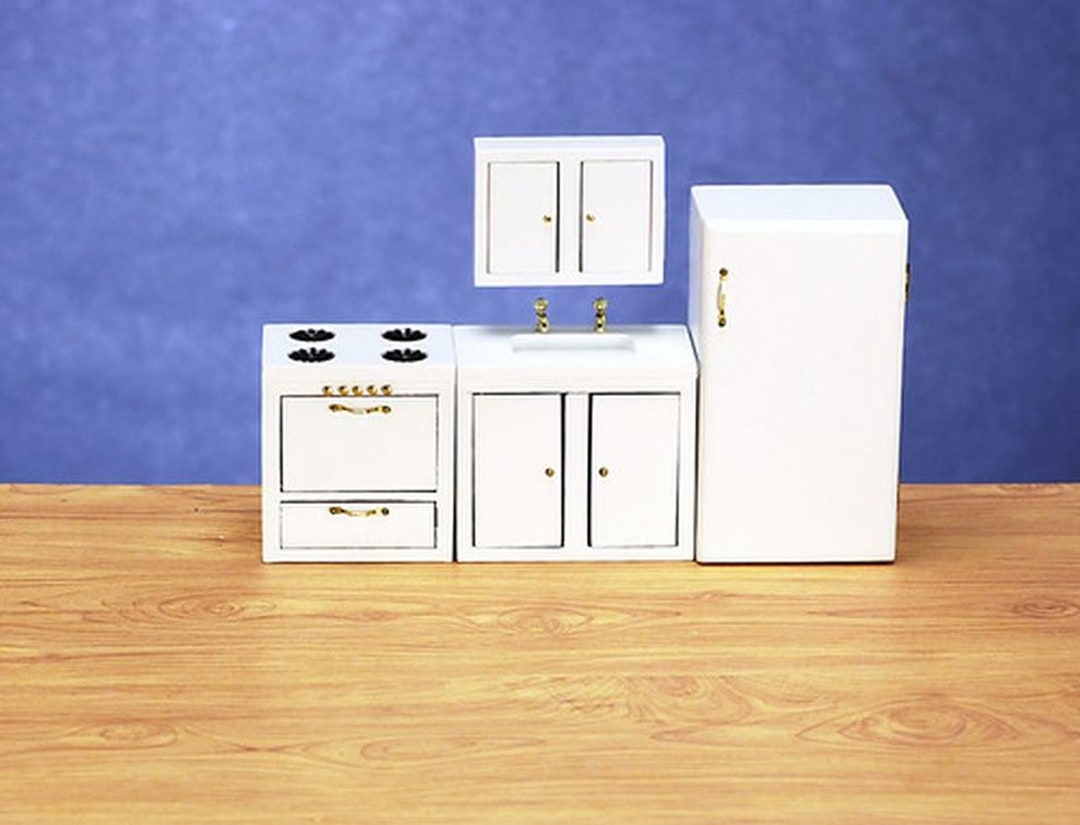 Dollhouse Modern White 4 Piece Kitchen Set - Etsy