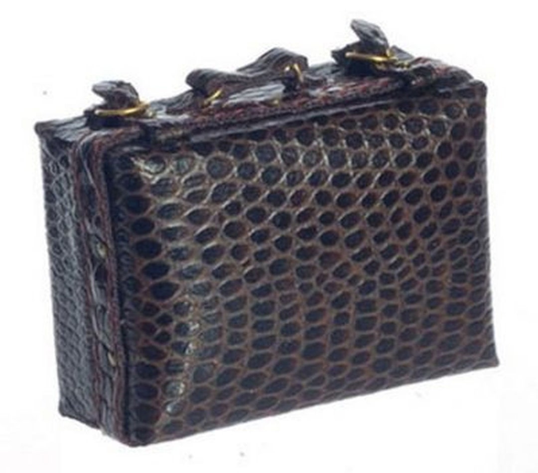 Dollhouse Miniature Small Luggage Snakeskin Leather Look Suitcase by Falcon Miniatures - Etsy