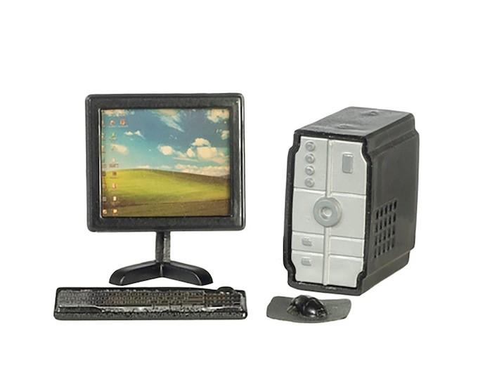 Dollhouse Miniature Modern Black Desktop Computer Set - Etsy