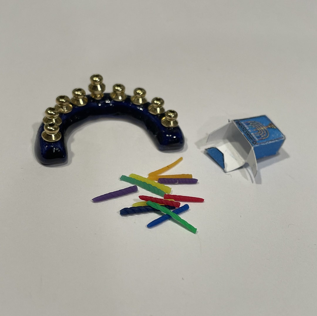 Dollhouse Miniature Artisan Hand Made Jewish Chanukah Menorah With ...
