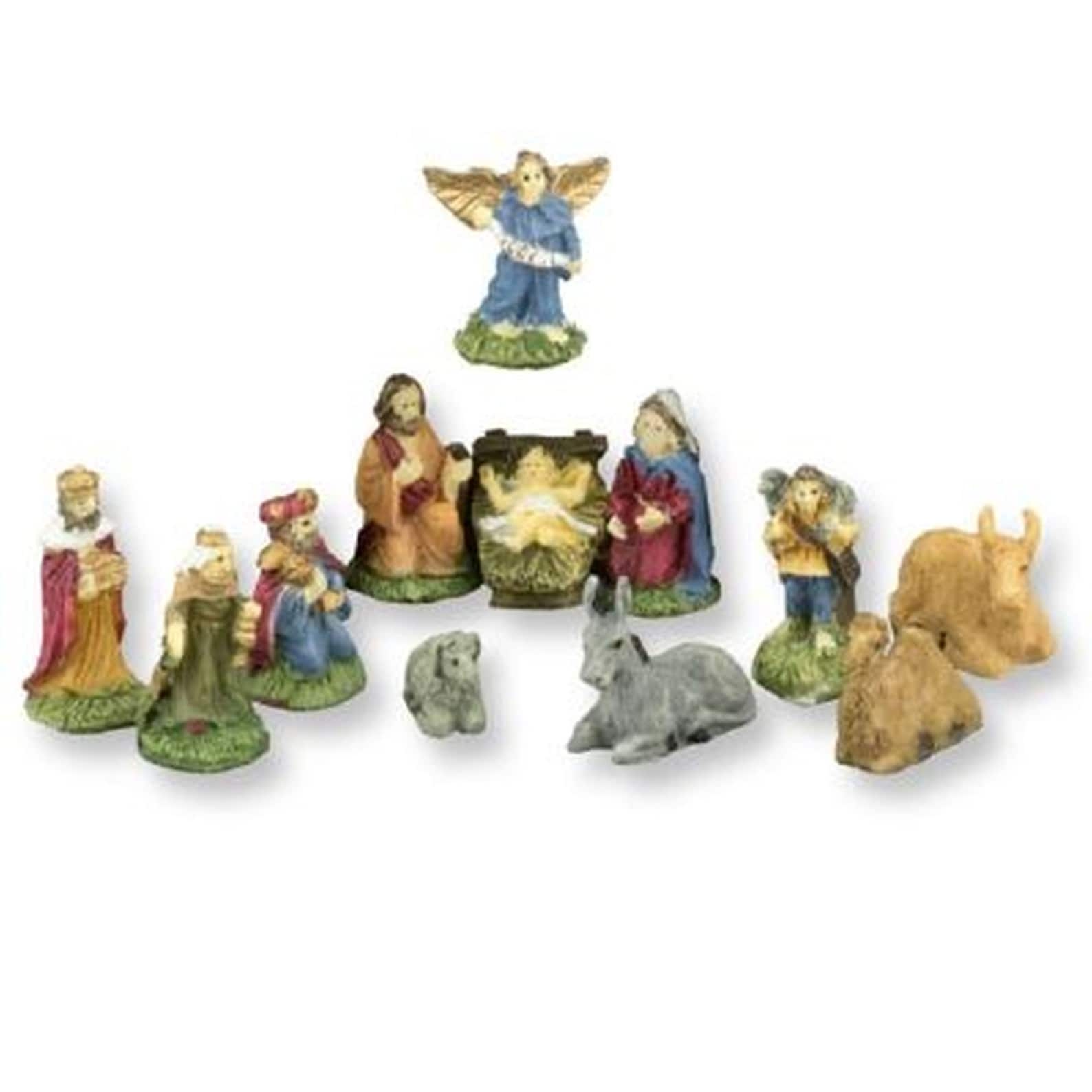 Dollhouse Miniature Christmas Holiday 12 Piece Hand Painted Nativity ...