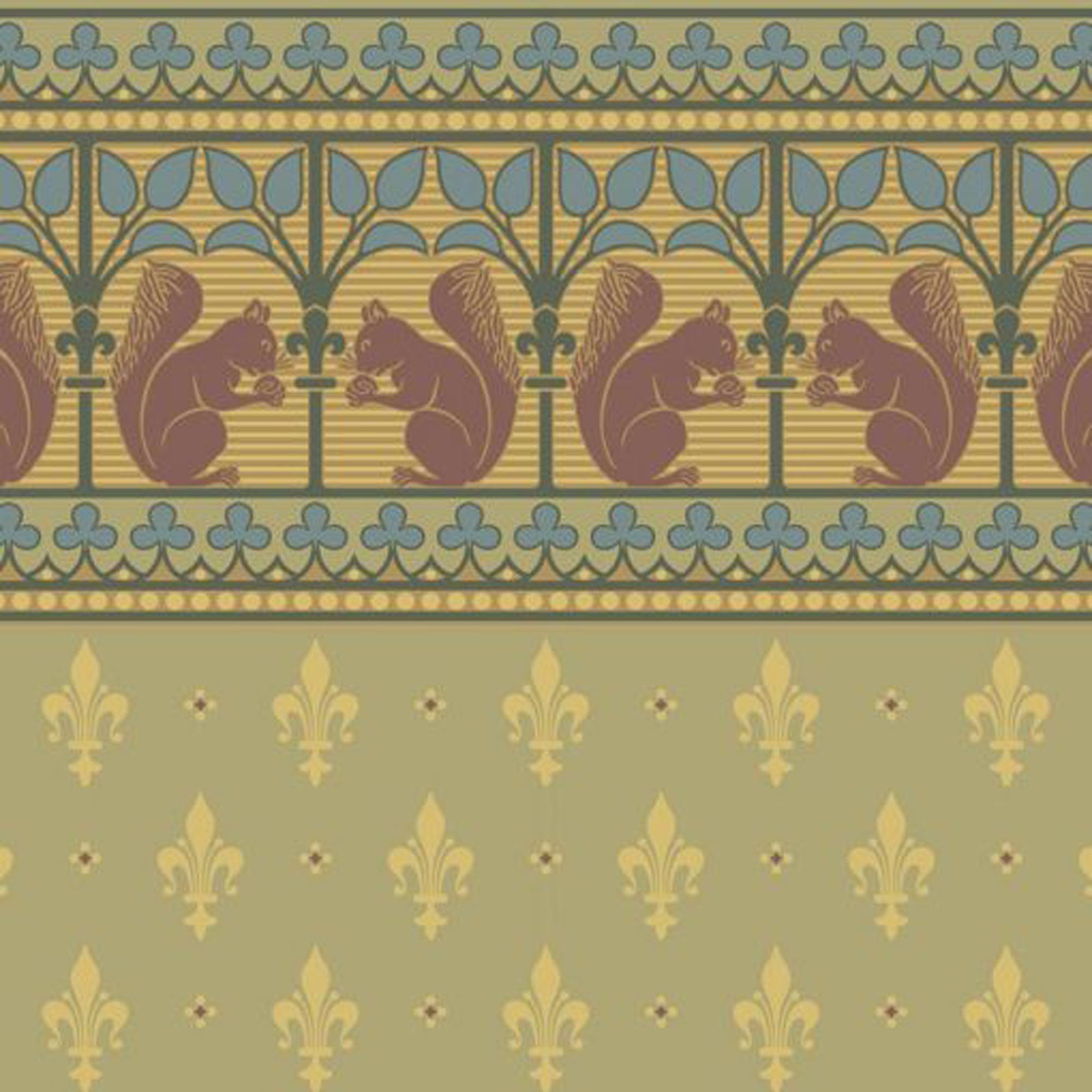 Victorian Gothic Squirrel Frieze and Wall by Bradbury and Bradbury - Etsy