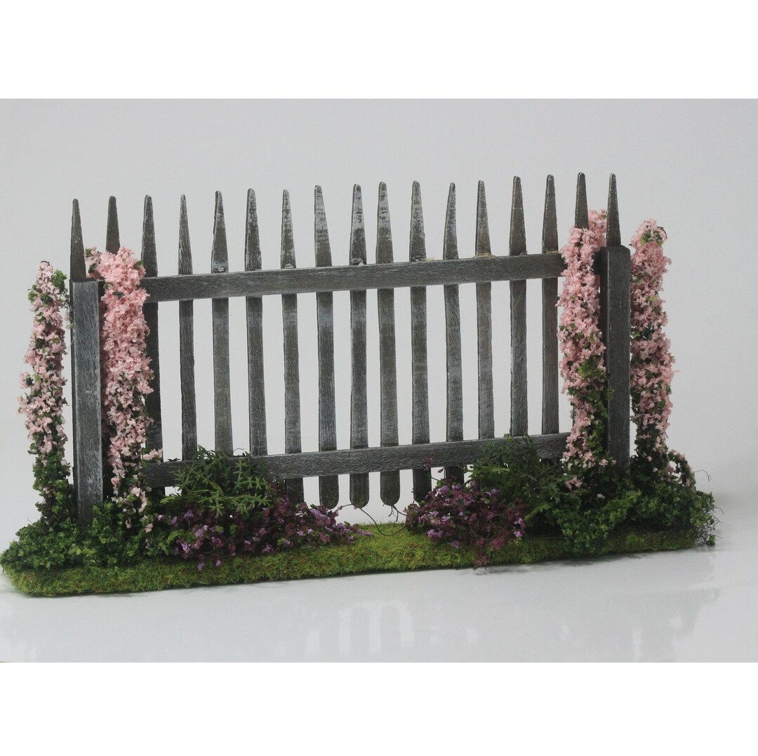 Dollhouse Miniature Artisan Fence With Flowers - Etsy
