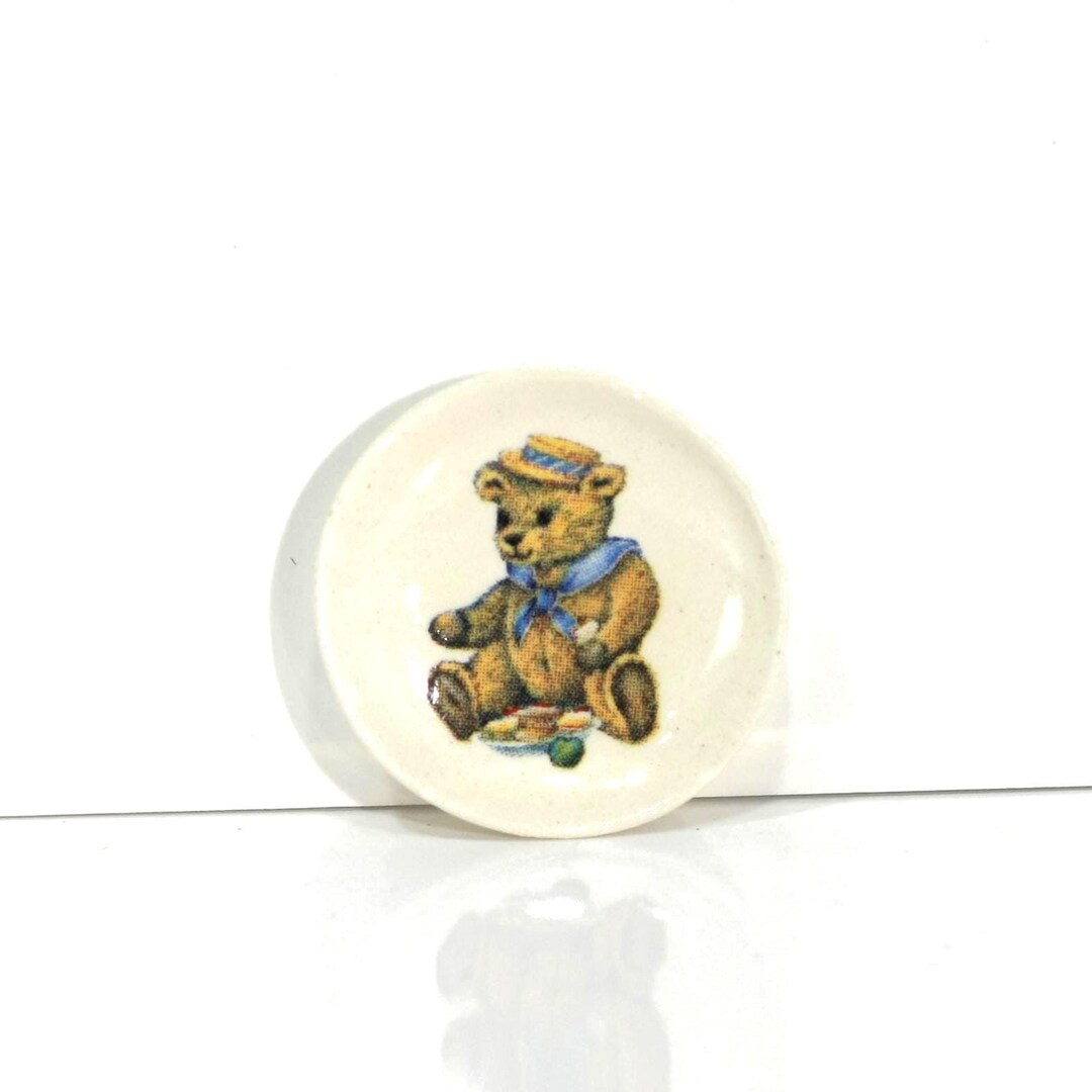 Dollhouse Miniature Artisan Teddy Bear Plate by Barb - Etsy