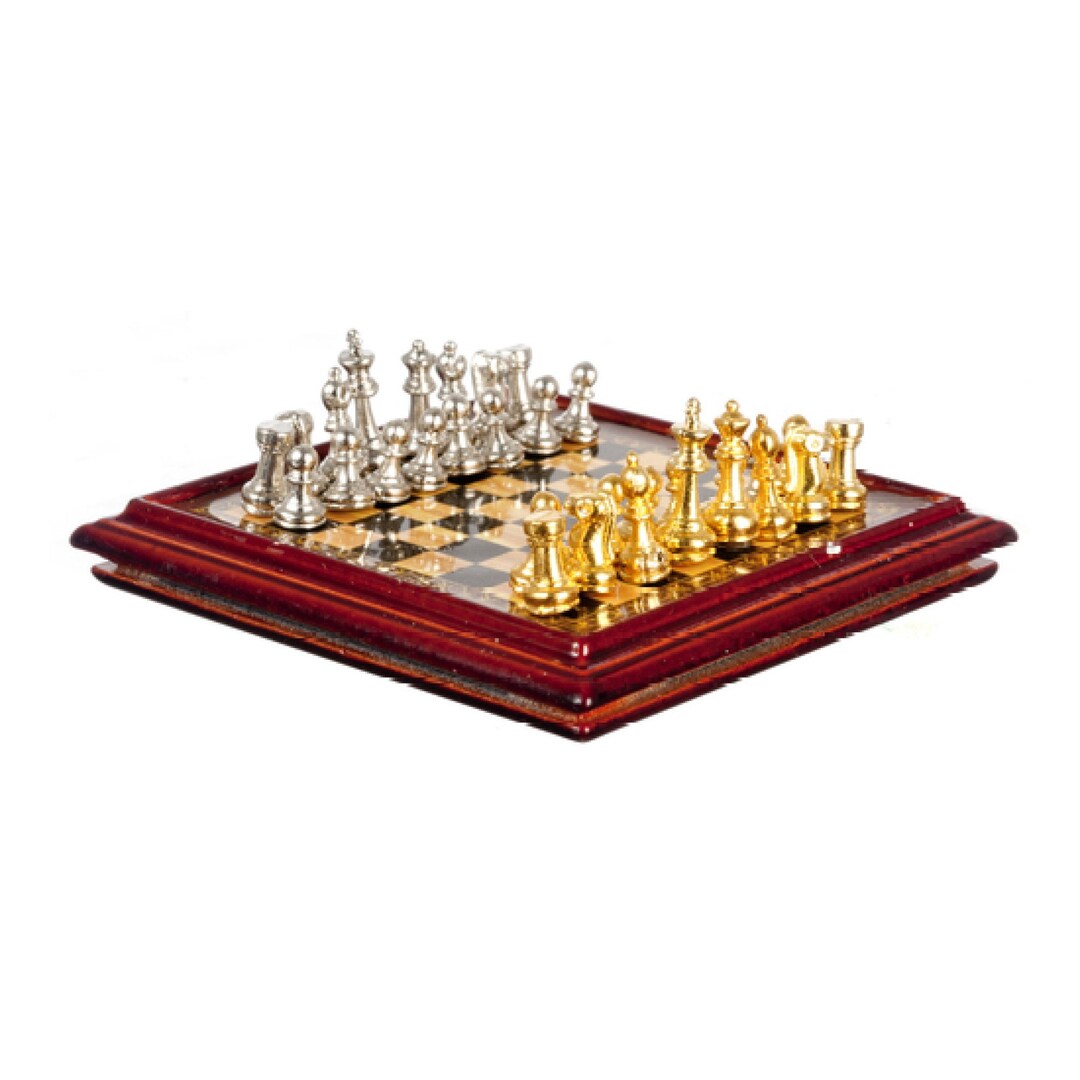 Miniature Metal Chess Set and Board - Etsy