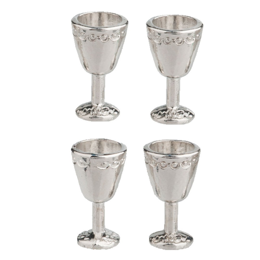 Dollhouse Miniature Set of 4 Silver Goblets by Town Square Miniatures ...