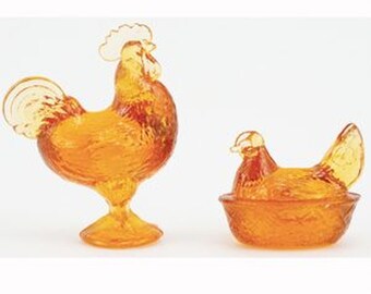 Dollhouse Miniature Chrysnbon Rooster and Nesting Hen in White - Etsy