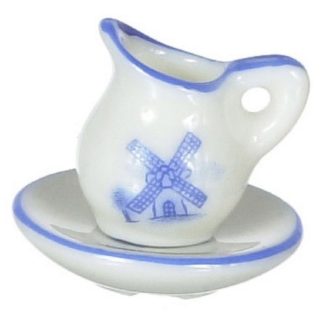 Dollhouse Miniature Pitcher and Bowl in White & Blue - Etsy