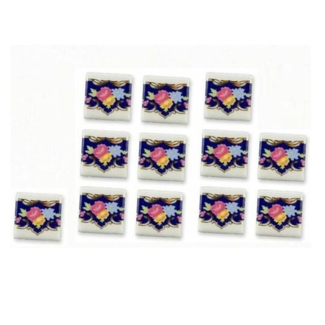 Dollhouse Miniature Set of 12 Blue Tiles by Reutter Porcelain - Etsy