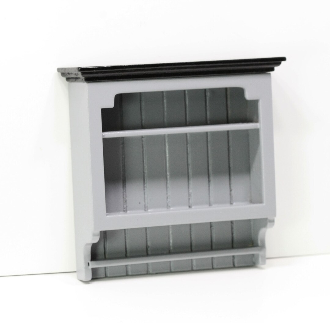 Dollhouse Miniature Kitchen Plate Rack or Shelf in Gray and Black by ...