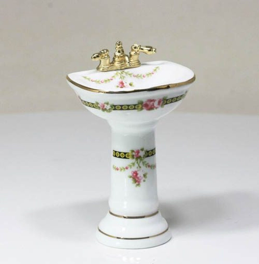 Dollhouse Miniature Victoria rose Bathroom Sink by Reutter Porcelain - Etsy